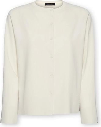 Elena Miro Femme, Pulls, Blanc, Taille: 44 FR Cardigan Boutonn&eacute; &agrave; Bordures C&ocirc;tel&eacute;es