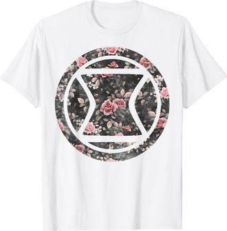 MARVEL Black Widow Logo Floral Pattern Icon Graphic T-Shirt