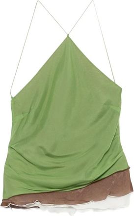 Sir. Sir., Femme, Tops, Vert, Taille: 38 FR Haut &agrave; Bretelles et Ourlet Superpos&eacute;