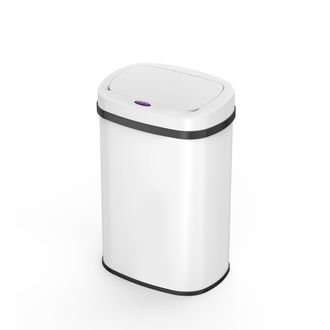 Kitchen Move Majestic Abfalleimer f&uuml;r die K&uuml;che, automatisch, 58 l, Wei&szlig;, gro&szlig;es Fassungsverm&ouml;gen, aus Edelstahl, mit Umreifung