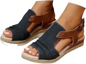 Generic Sandales compens&eacute;es pour femme - Sandales orthop&eacute;diques pour femme - Espadrilles confortables - Chaussures d&eacute;t&eacute; habill&eacute;es - Bout ouvert - Sangle de ch