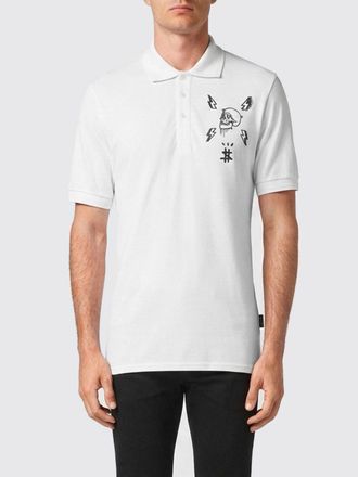 Philipp Plein Polo slim fit en coton avec imprim&eacute; t&ecirc;te de mort et logo