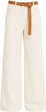 Max Mara Femme, Pantalons, Blanc, Taille: 42 FR Wide Pantalons