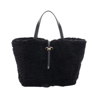Ferragamo Pre-owned Gancini Leder Pelz Shopper - - Pre-owned - Damen - Schwarzk - ONE SIZE