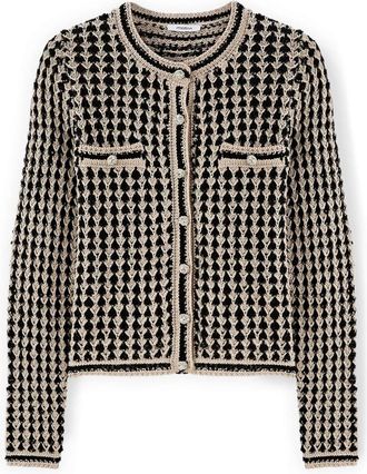 Motivi Femme, Pulls, Noir, Taille: 38 FR Cardigan en maille ajour&eacute;e