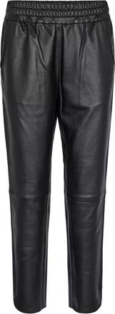 Mos Mosh Schwarze Leder-Sweatpant mit elastischem Bund - - Trousers - Damen - Schwarzk - XS