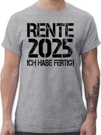 Shirtracer T-Shirt Herren - Rentner - Rente 2025 - schwarz - XL - Grau meliert - Tshirt Mann Ruhestand+Geschenk Ruhestand Rentnerin Tshirts abschiedsgeschenk Ren