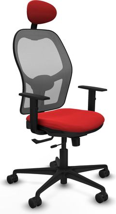 Piqueras y Crespo Roter Schreibtischstuhl Jorquera mit 1D-Armen, h&ouml;henverstellbarer Lendenwirbelst&uuml;tze und festem Kopfteil, ausgestattet mit Syncro/Traslack und injizie