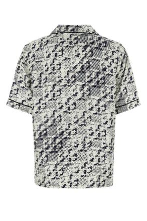 Tory Burch Womens Printed Silk Shirt Ivoryblack Exterior: Camicie