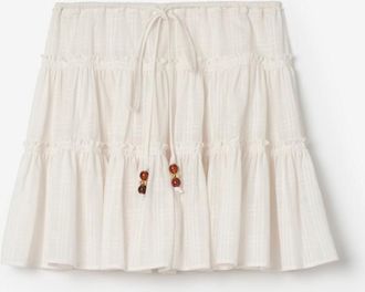 Burberry Jupe en voile de coton Check, Size: 06