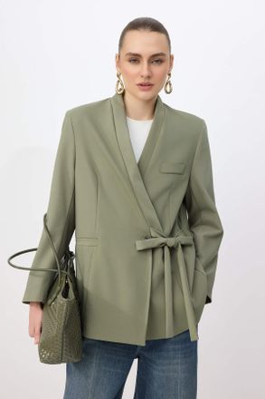 Trendyol Modest Damen Khaki Einfarbig Lang Relaxed Fit Modest Blazer