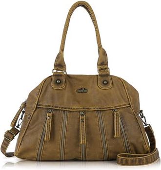Angel Kiss Sac &agrave; main pour femme - En cuir synth&eacute;tique souple - Style vintage, marron fonc&eacute;