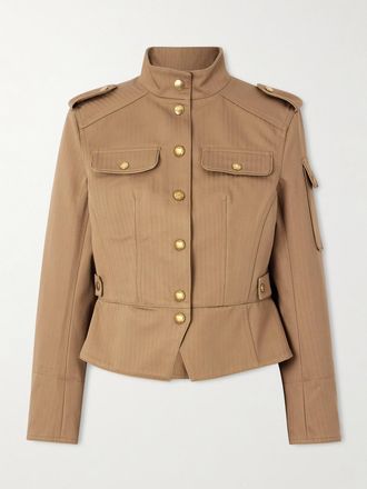 Alexander McQueen Jacke Aus Baumwolle Mit Fischgratmuster Und Sch&ouml;&szlig;chen - Neutral