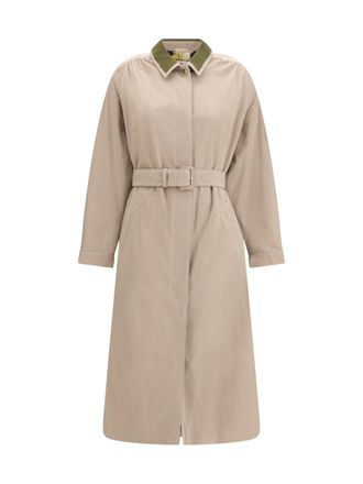 Marni Womens Trench Coat Gabardine Cement Outer: Cotton