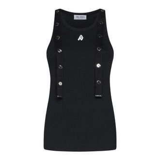 The Attico Femme, Tops, Noir, Taille: 40 FR Haut Noir en Tricot C&ocirc;tel&eacute; avec Logo