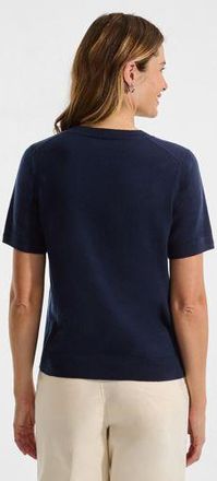 Lands End Merinopullover mit kurzen &Auml;rmeln, Damen, Gr&ouml;&szlig;e:48-50 regular, Blau, Wolle, by Lands End