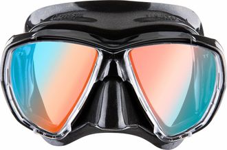 Cressi Big Eyes Mask Black/Black 380 UV Blaue/Orange Lenses - Einzelne Maske Big Eyes zum Tauchen und Schnorcheln, Schwarz/Schwarz 380 UV Blaue/Orange Linsen