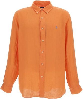 Polo Ralph Lauren Homme, Chemises, Orange, Taille: XL Chemise en lin &agrave; manches longues