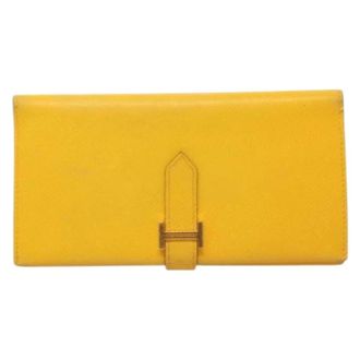 Herm&egrave;s Portefeuille Bearn Pre-owned - Femme - Pre-owned - Jaune - Taille: ONE Size