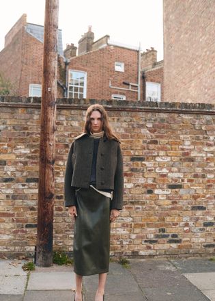 Mango Wolljacke mit Hahnentrittmuster braun - Damen - XS - MANGO