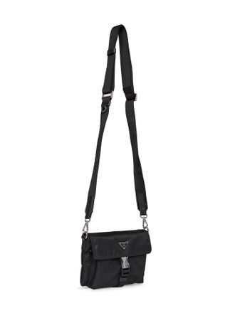 Prada Mens Smartphone Case With Shoulder Strap Black Recycled Polyamide Messenger Bags