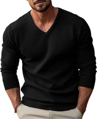 Generic Pull &agrave; col en V pour homme - Manches longues - Chaud - En tricot - Pour affaires et loisirs, Nouveau5, XXL