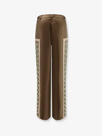 Tory Burch Womens Silk Trousers Green