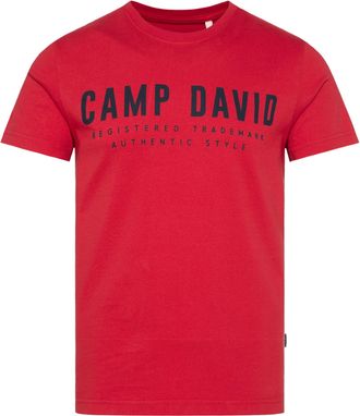 Camp David Herren Basic Logo T-Shirt, 100% Baumwolle, Rundhalsausschnitt, Regular Fit, Red, XXXL
