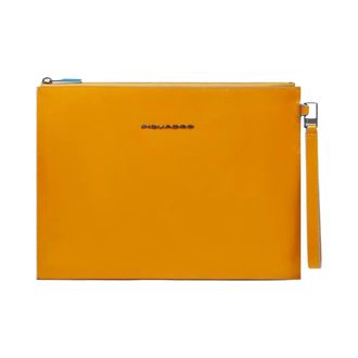 Piquadro Pochette homme en cuir pour iPad avec poign&eacute;e amovible et poche pour AirPods - Homme - Sacs - Jaune - Taille: ONE Size