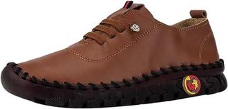 Generic Baskets &agrave; enfiler pour femme en cuir - Semelle souple - L&eacute;g&egrave;res et respirantes - Chaussures de marche pour dames - Confortables - Ajustement large - B