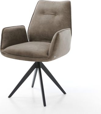 DELIFE Esszimmerstuhl Zoa-Flex Mikrofaser Taupe Vintage Kreuzgestell kantig Schwarz Taschenfederkern, Esszimmerstühle