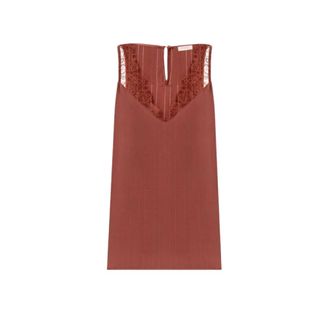 Twinset Satin- und Spitzentop - - Tops - Damen - Braun - L