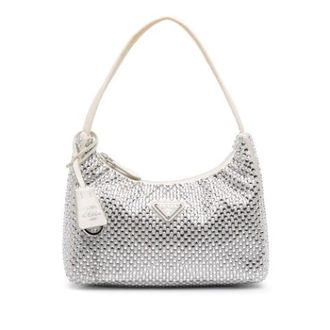 Prada Pre-owned Crystal-Embellished Satin Shoulder Bag - - Pre-owned - Damen - Wei&szlig; - ONE SIZE