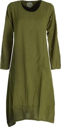vishes Alternative Bekleidung - Luftiges Damen Sommerkleid Langarm Longshirt-Kleid Shirt-Kleid Olive 40-42