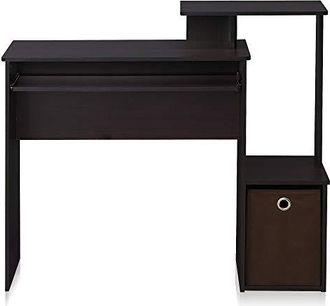 Furinno Econ Mehrzweck Home Office Computer Schreibtisch mit Ablage und Einschub, Holz, Dunkle Walnuss, 40 x 100.08 x 86.61 cm