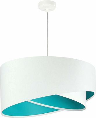 Licht-Erlebnisse Licht-erlebnisse - Pendelleuchte Wei&szlig; T&uuml;rkis Stoff &Oslash;50cm Modern brando Esszimmer Wohnzimmer