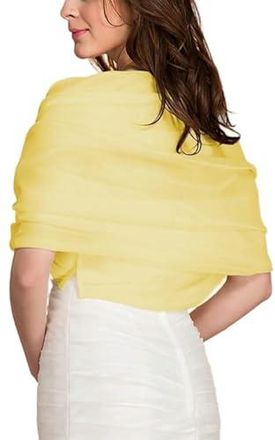 Generic NYSBH Bol&eacute;ro en organza doux &agrave; volants pour femme Ch&acirc;le Ch&acirc;le Mariage Cape de bal de fin dann&eacute;e &eacute;l&eacute;gante, jaune clair, M