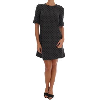 Dolce & Gabbana Graues Polka Dot Woll Stretch Kleid - - Dresses - Damen - Grau - XS