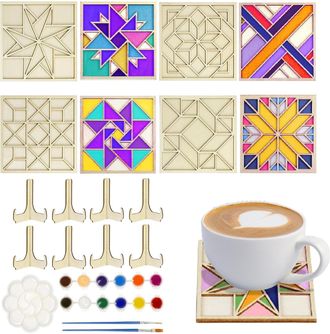 Generico Untersetzer aus Holz zum Selbermachen: runde, glatte Pads, DIY-Malerei, handgefertigte Tischdekorationen, handgefertigtes Untersetzer-Set f&uuml;r Weihnach