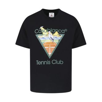 Casablanca Tennis Club T-Shirt - - Tops - Herren - Schwarzk - S