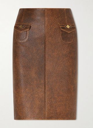 Chlo&eacute; Midirock Aus Strukturiertem Leder Mit Horsebit-details - Braun