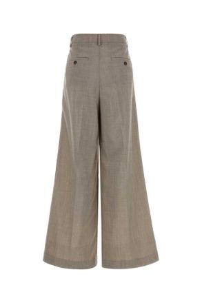 Weekend Womens Cappuccino Wool Wide-Leg Ovvio Pant Exterior: Virgin Pantaloni Trousers