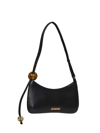 Jacquemus Womens Shoulder Bag The Bisou Perle Black Calf Leather