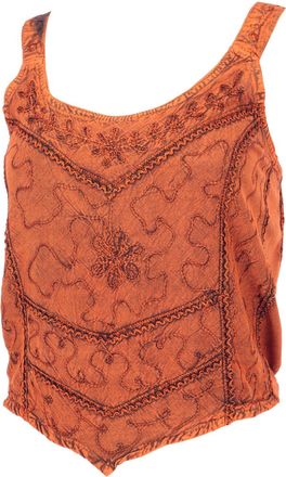 Guru Shop Besticktes Top Boho Chic, Hippie Top - Rostorange, Damen, Synthetisch