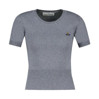 Vivienne Westwood Anglomania Orb Logo Knit Top - Femme - Tops - Gris - Taille: 40 FR