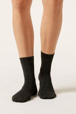 Calzedonia Socken In Rippstrick Mit Glitzer Schwarz