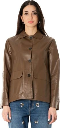 Max Mara Femme, Vestes, Brun, Taille: 40 FR Giacca in pelle