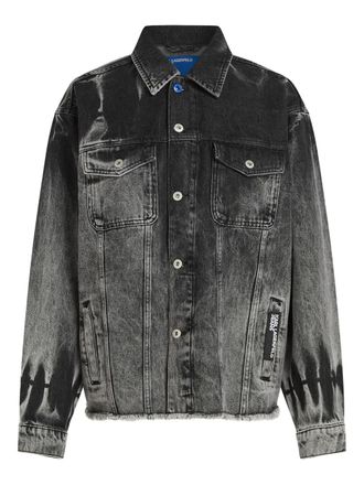 Karl Lagerfeld veste en jean &agrave; effet d&eacute;lav&eacute; - Gris