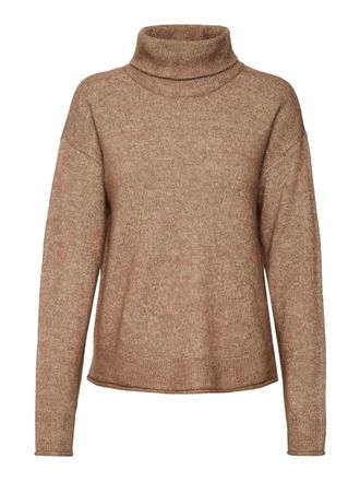 Vero Moda Damen Vmkaden Ls Rollneck Pullover Ga Bf, Brown Lentil/Detail:Melange,S