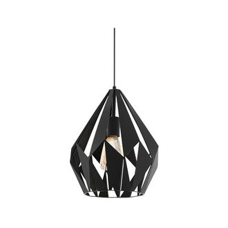Eglo Hängelampe Carlton, Vintage Pendelleuchte über Esstisch, Retro Deckenlampe hängend aus schwarzem Metall, E27 Fassung, Ø 31 cm